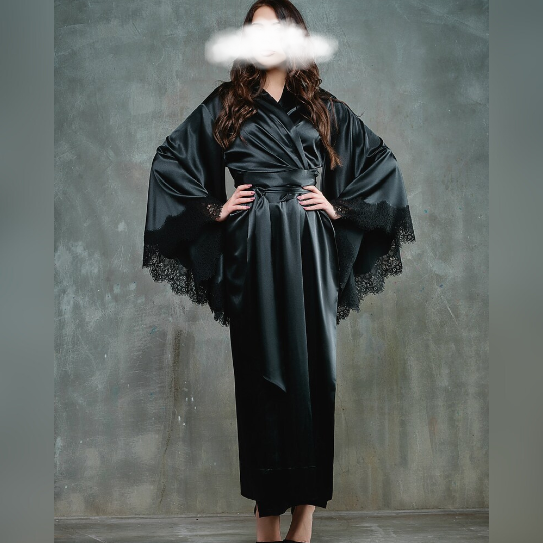Glossy Comfortable High Quality Satin Silk Women Night Dressing Gown A ...